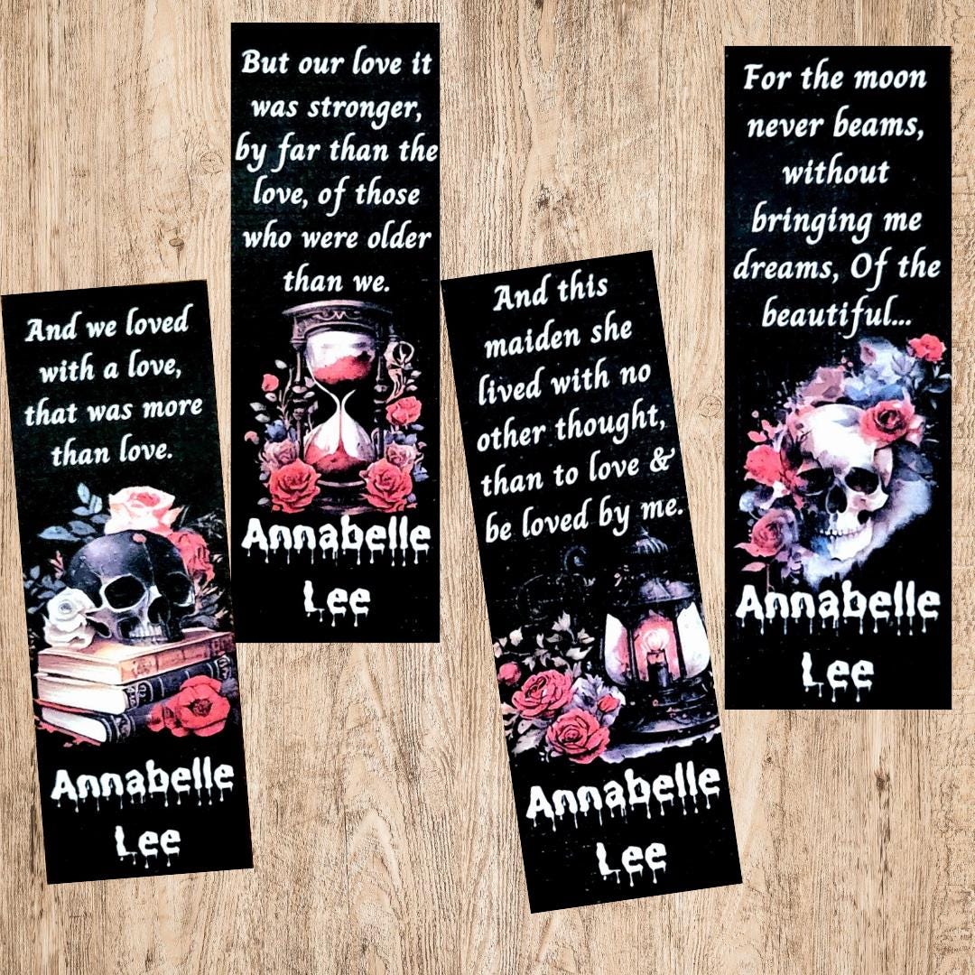 Annabelle Lee Collection Bookmarks | Edgar Allan Poe Poem | Book Lover ...