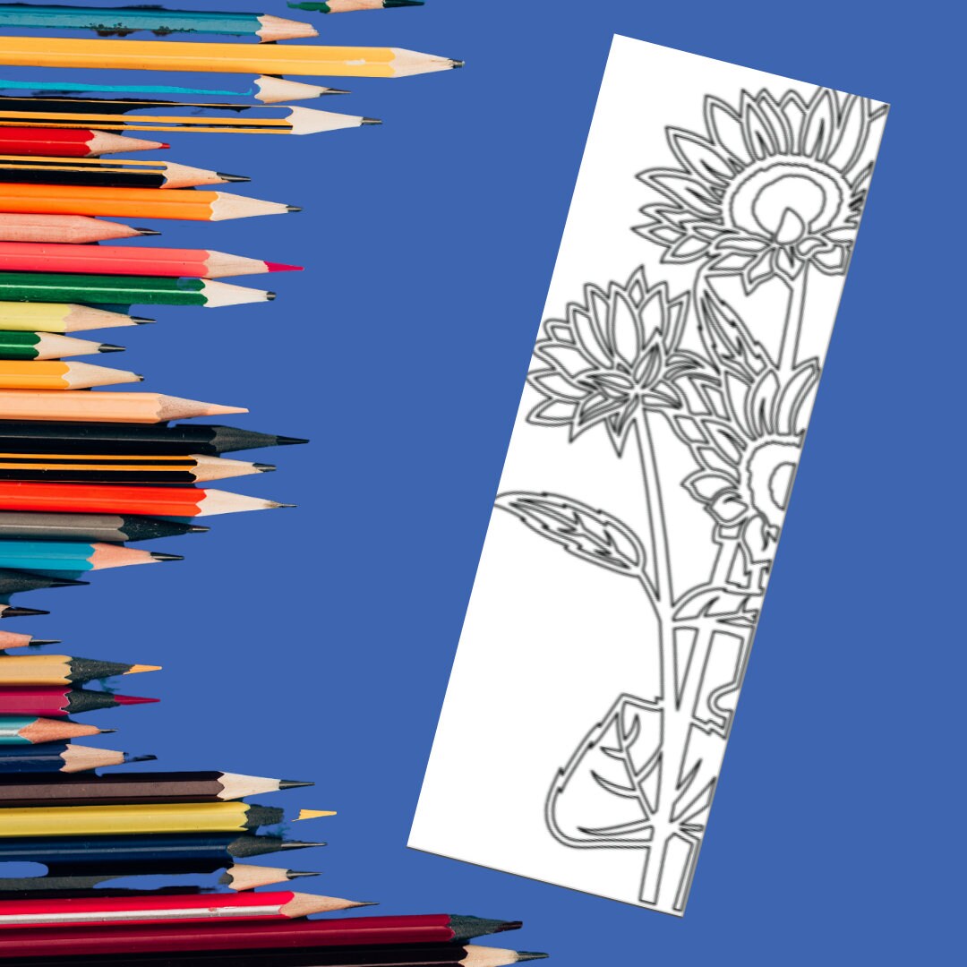 Sunflower Coloring Bookmarks | Coloring Bookmarks | Custom Bookmarks ...