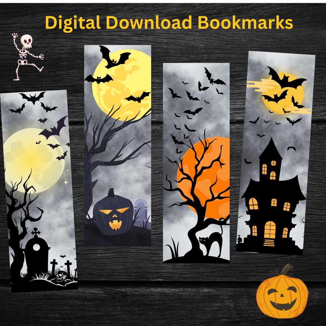 Printable Halloween Bookmark, Set of 4 Full Color Haunted House ...
