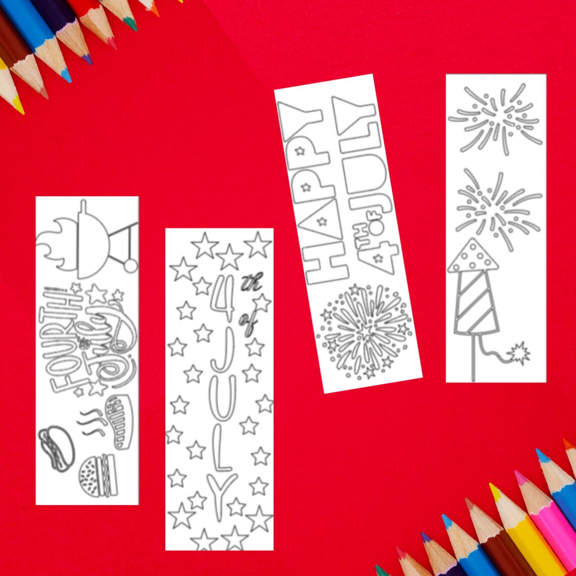 4th of July Coloring Bookmarks | Coloring Bookmarks | Fourth of July ...