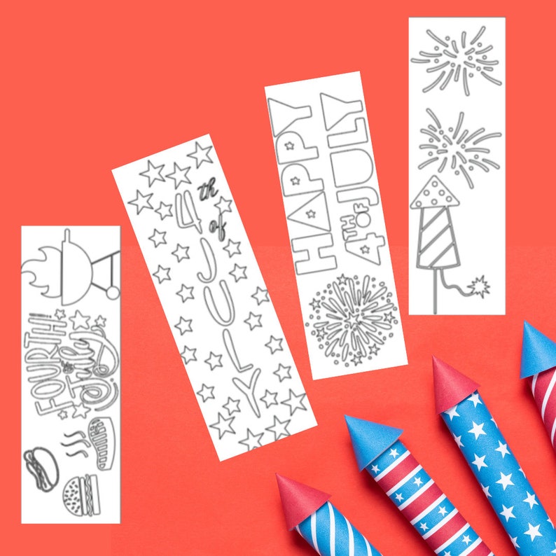 4th of July Coloring Bookmarks | Coloring Bookmarks | Fourth of July ...