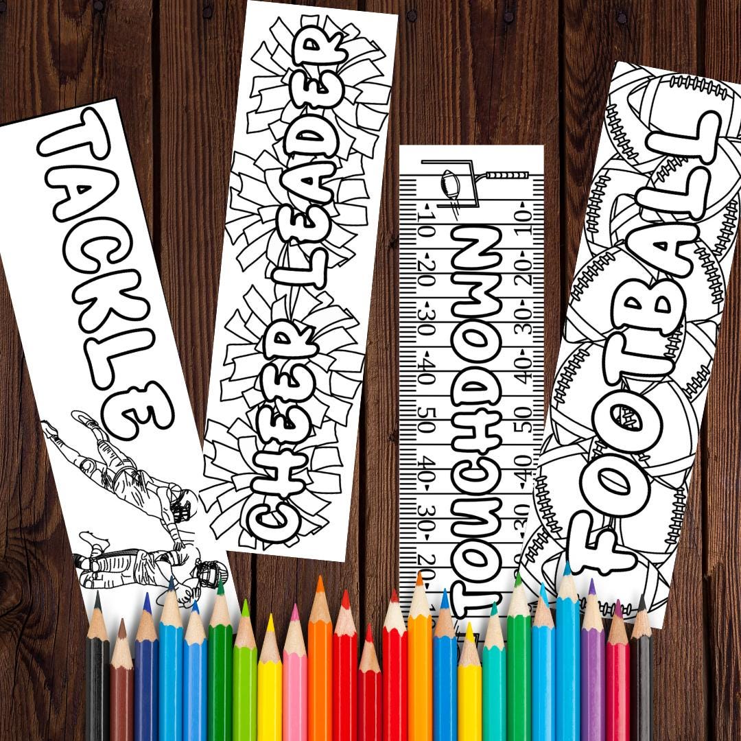 Football Coloring Bookmarks for Kids: Game Day Party Favors (PDF ...