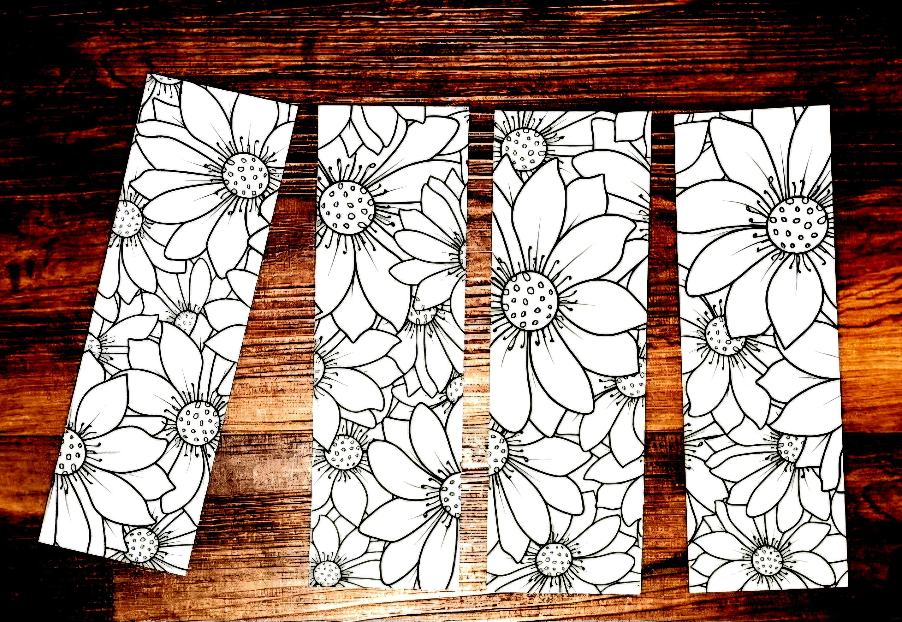 Original Spring Flower Coloring Bookmarks | Flower Color Therapy ...