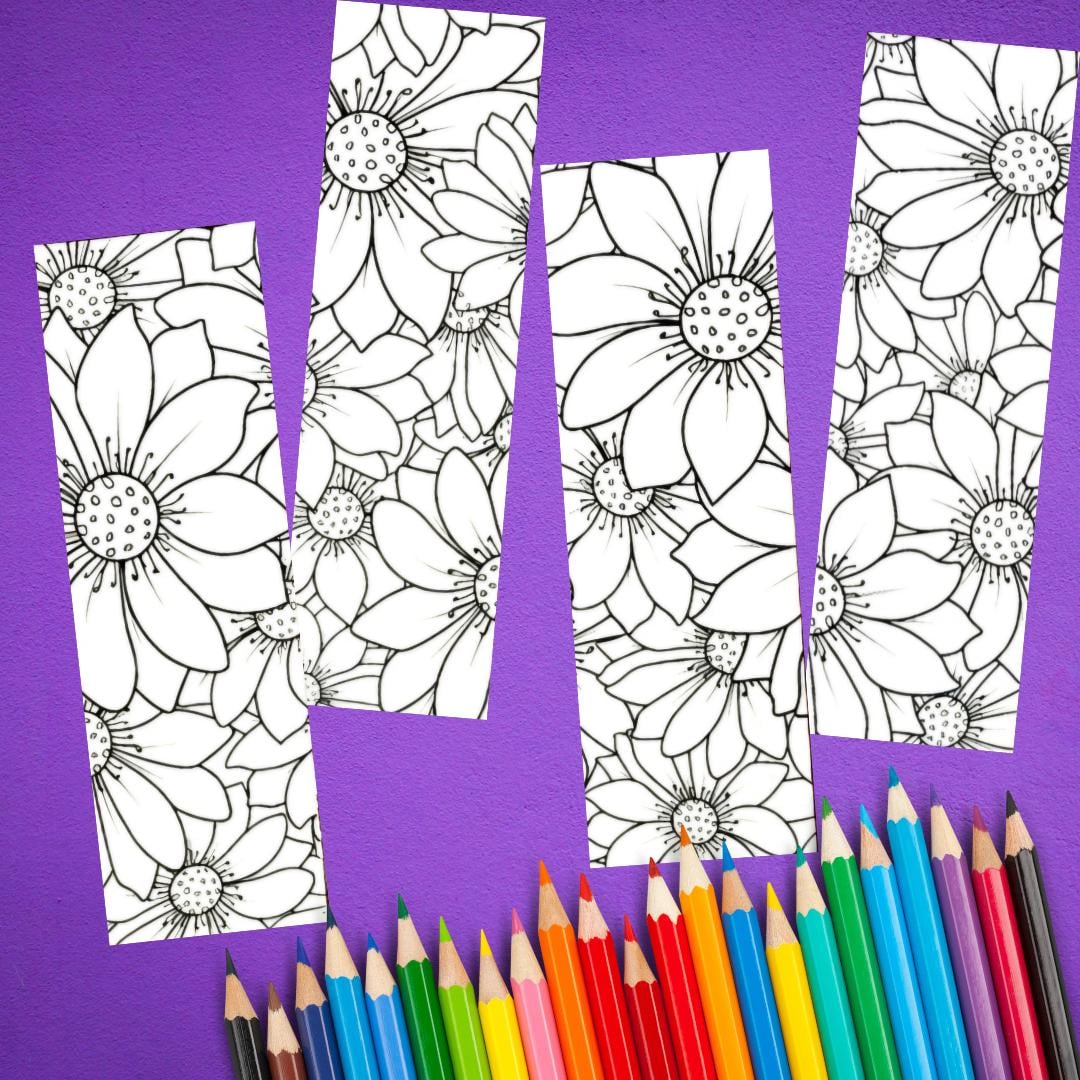 Original Spring Flower Coloring Bookmarks | Flower Color Therapy ...