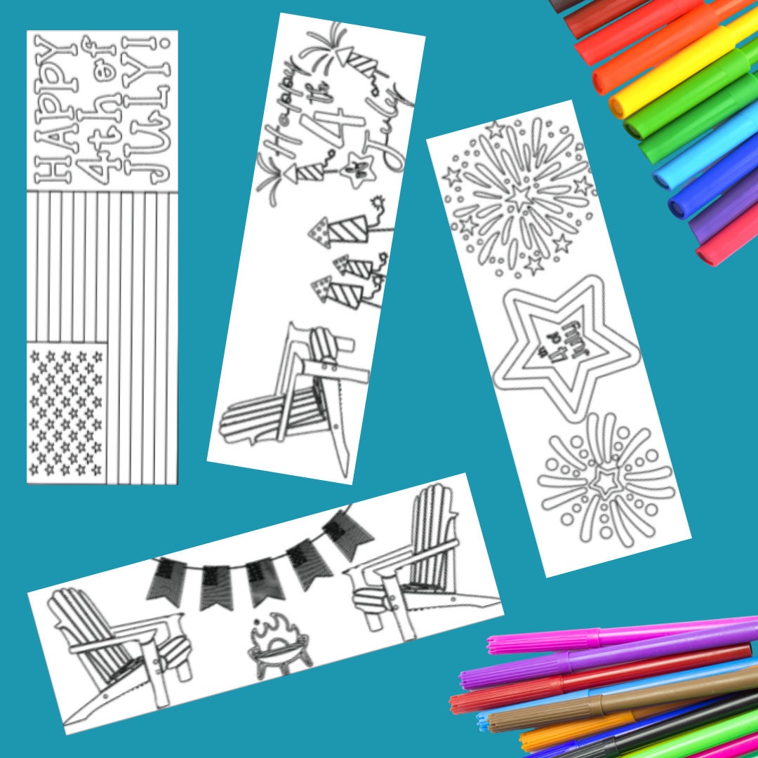 4th of July Coloring Bookmarks | Coloring Bookmarks | Fourth of July ...
