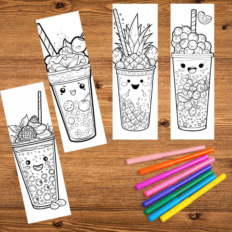 Boba Coloring Custom Bookmarks - Etsy