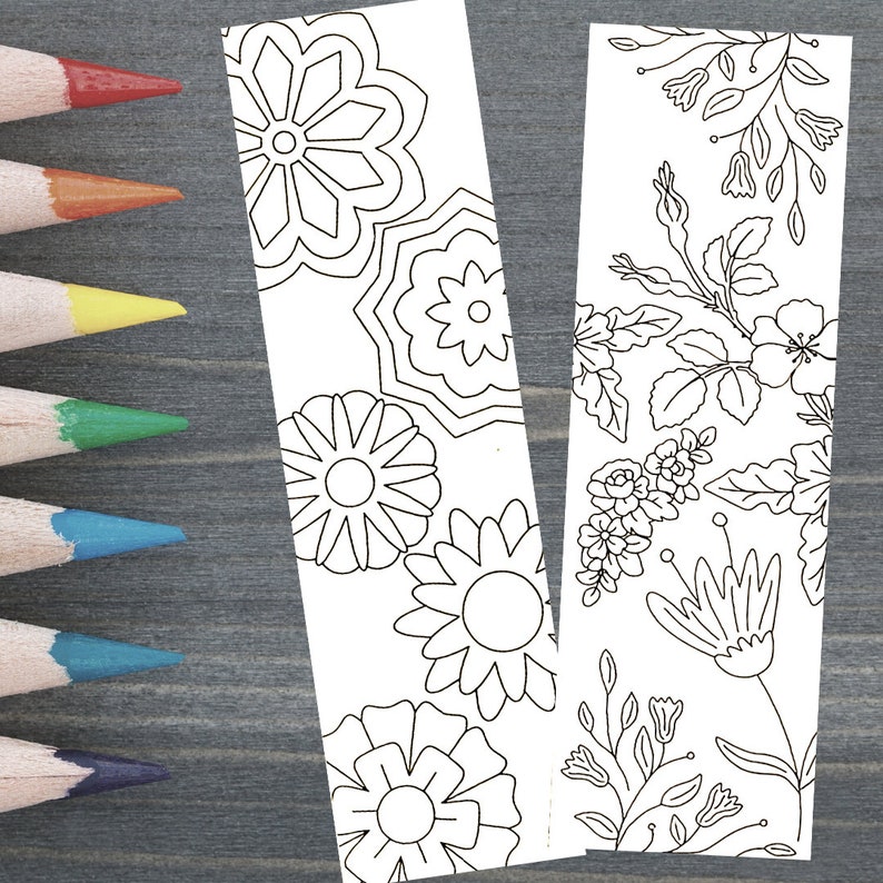 Spring Coloring Bookmarks | Flower Bookmarks | Party Favors | Classroom ...