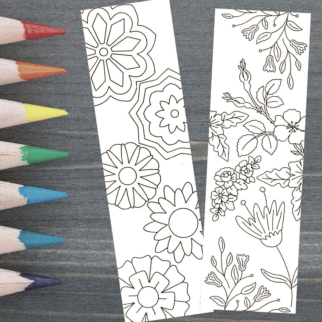 Spring Coloring Bookmarks | Flower Bookmarks | Party Favors | Classroom ...