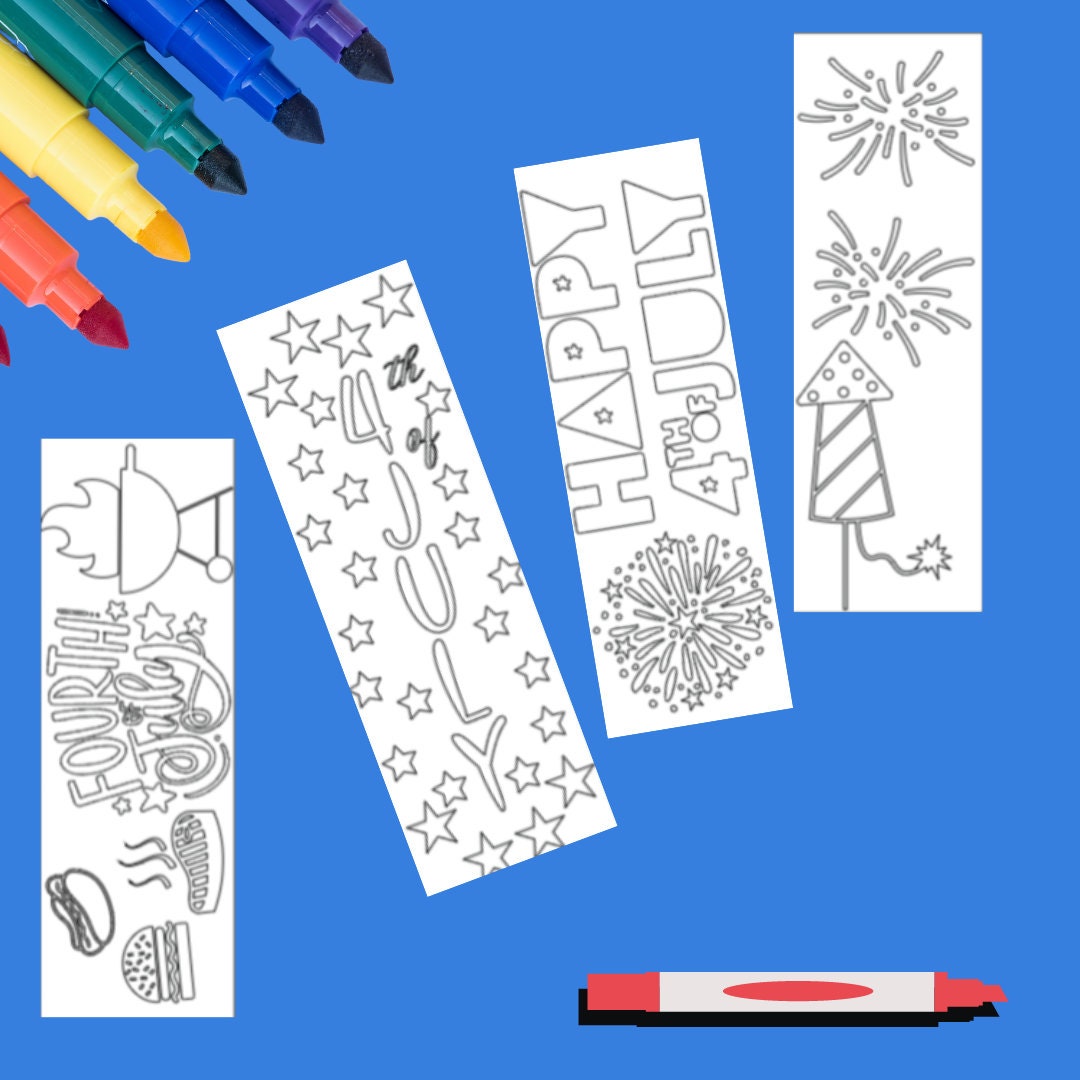 4th of July Coloring Bookmarks | Coloring Bookmarks | Fourth of July ...