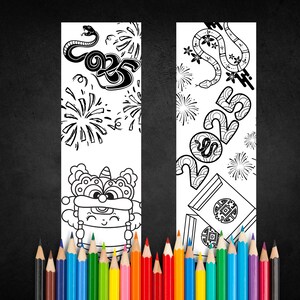 Year of the Snake Coloring Digital Bookmarks, Digital Download ...