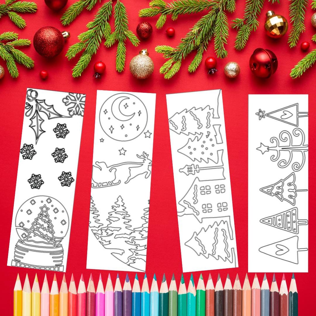 Custom Christmas Coloring Bookmarks | Coloring Therapy | Party Favors ...