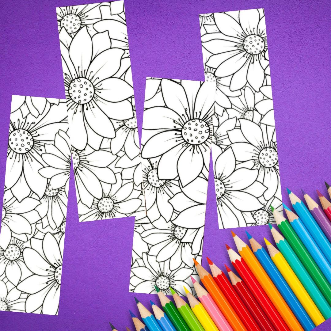 Original Spring Flower Coloring Bookmarks | Flower Color Therapy ...