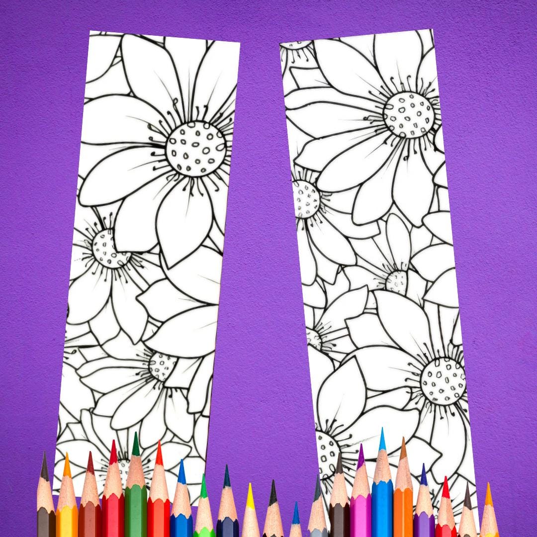 Original Spring Flower Coloring Bookmarks | Flower Color Therapy ...