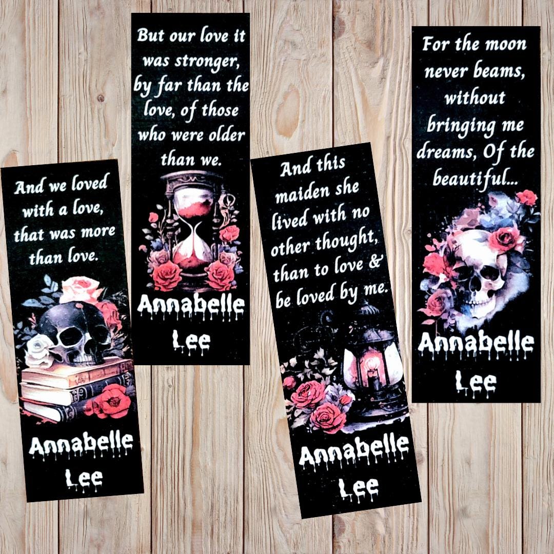 Annabelle Lee Collection Bookmarks | Edgar Allan Poe Poem | Book Lover ...