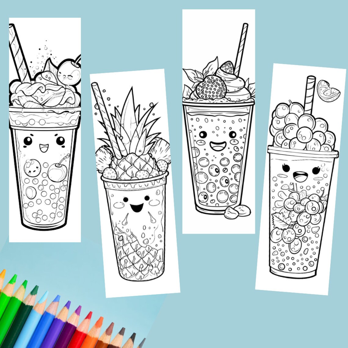 Boba Coloring Custom Bookmarks - Etsy