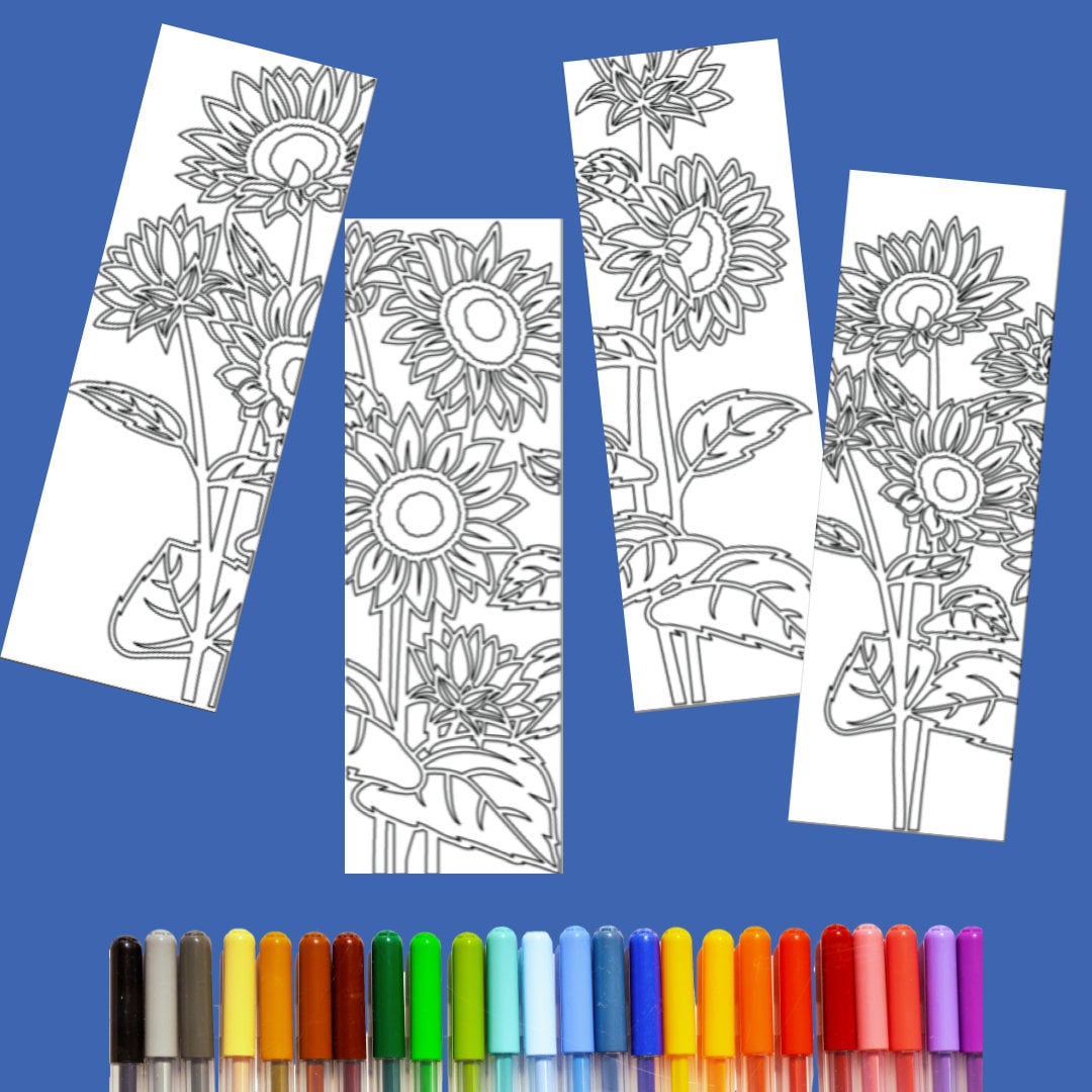 Sunflower Coloring Bookmarks | Coloring Bookmarks | Custom Bookmarks ...