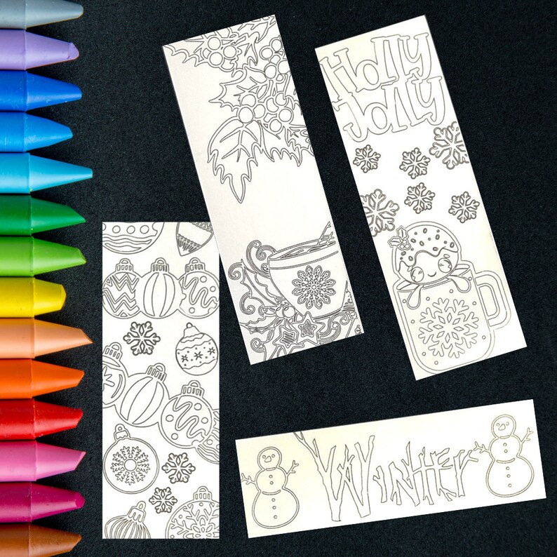 Custom Christmas Coloring Bookmarks | Coloring Therapy | Party Favors ...