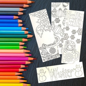 Custom Christmas Coloring Bookmarks | Coloring Therapy | Party Favors ...