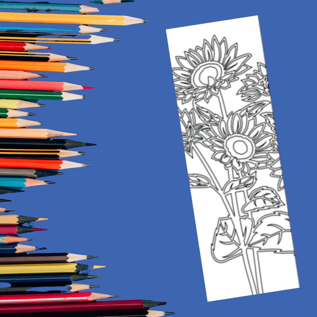 Sunflower Coloring Bookmarks | Coloring Bookmarks | Custom Bookmarks ...