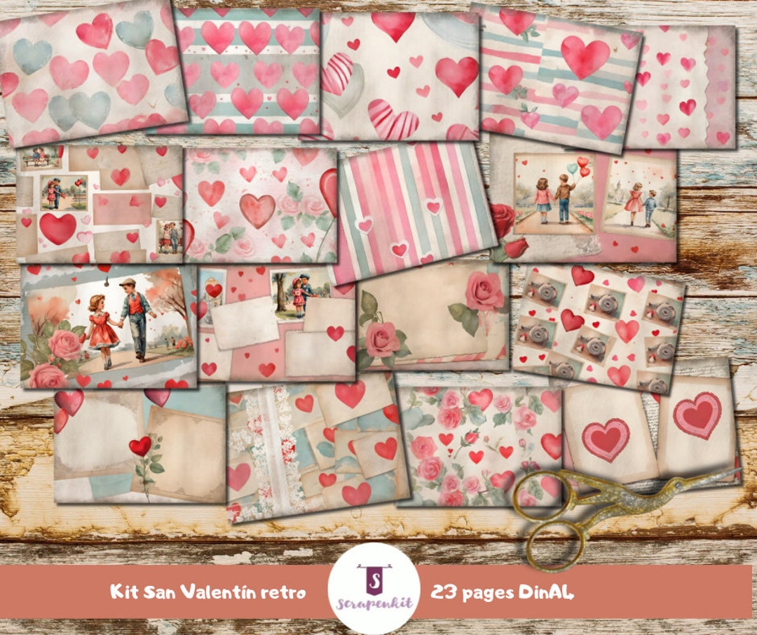Valentine's Day Digital Paper Set, Scrapbook, Digital Collage Sheets ...