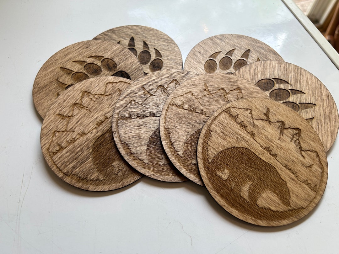 Custom Laser Engraved Coasters. 4pc Sets - Etsy