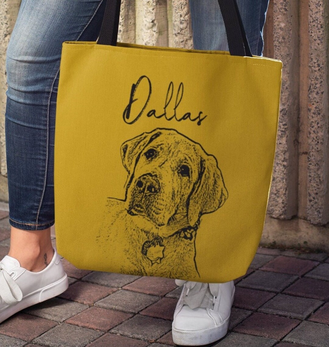 Custom Dog Portrait Tote Bag, Personalized Pet Bag, Custom Pet Bag ...