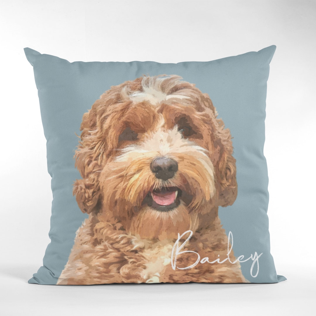 Personalized Pet Portrait Pillow, Custom Pillow From Photo, Dog Lover ...