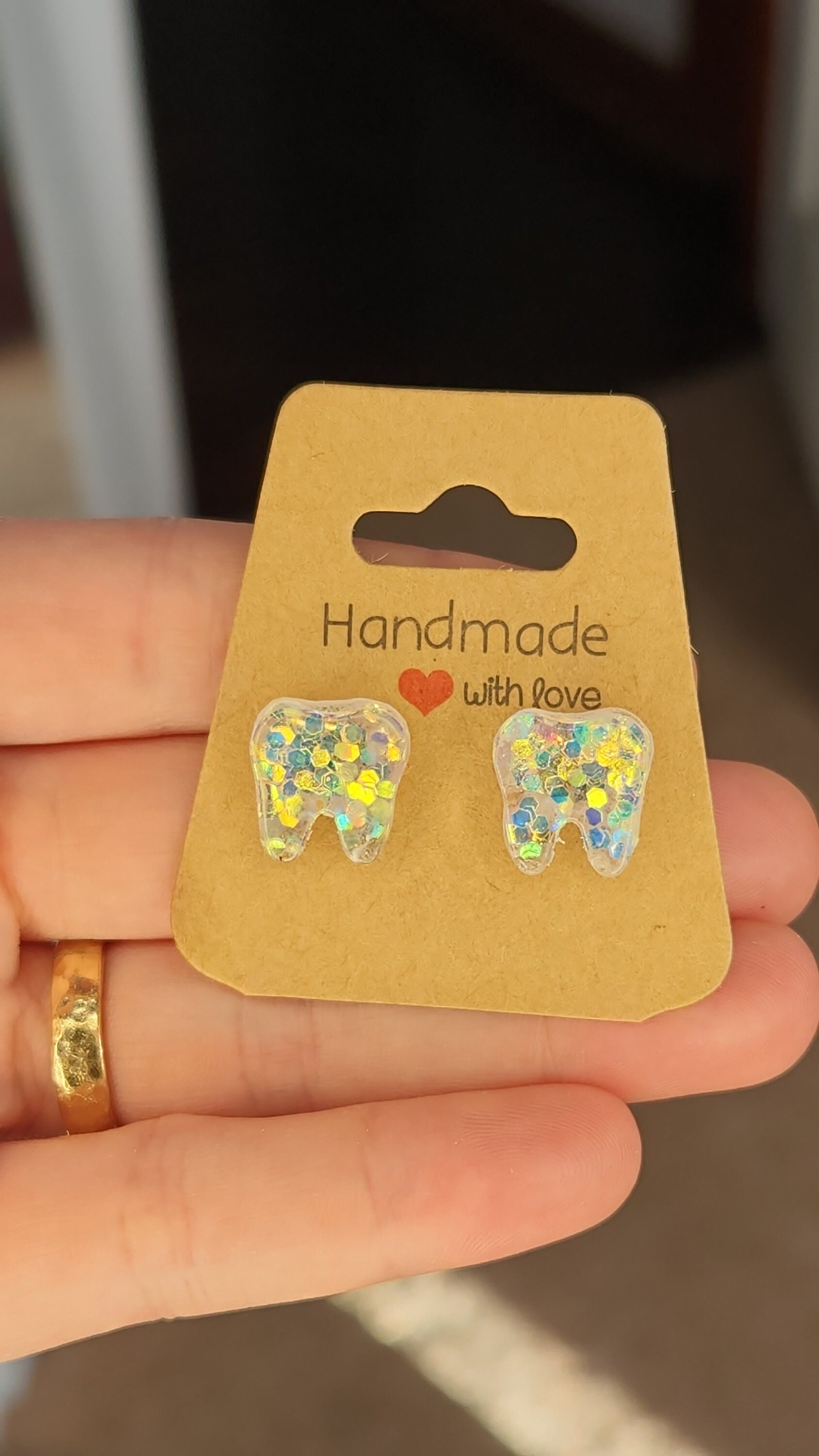 Iridescent Glitter Molar Tooth Studs - Etsy