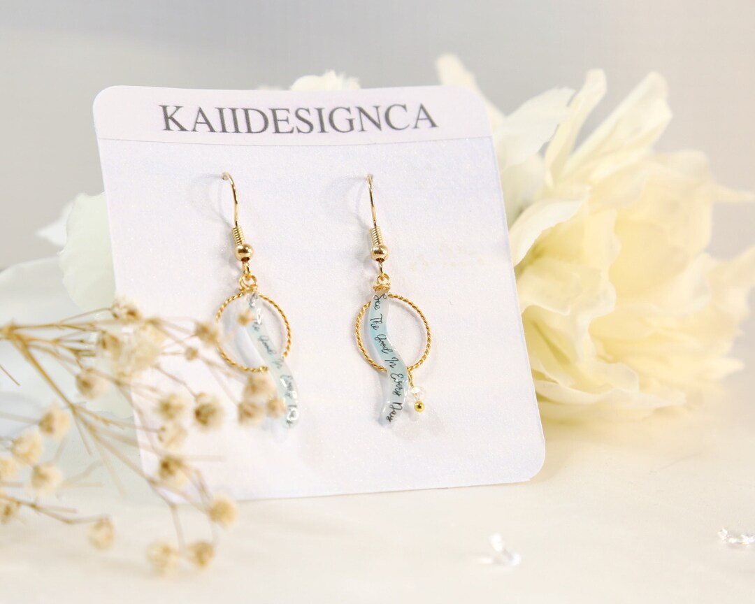 Personalize Inspiring Quotedangle Drop Earringsmeaningful - Etsy