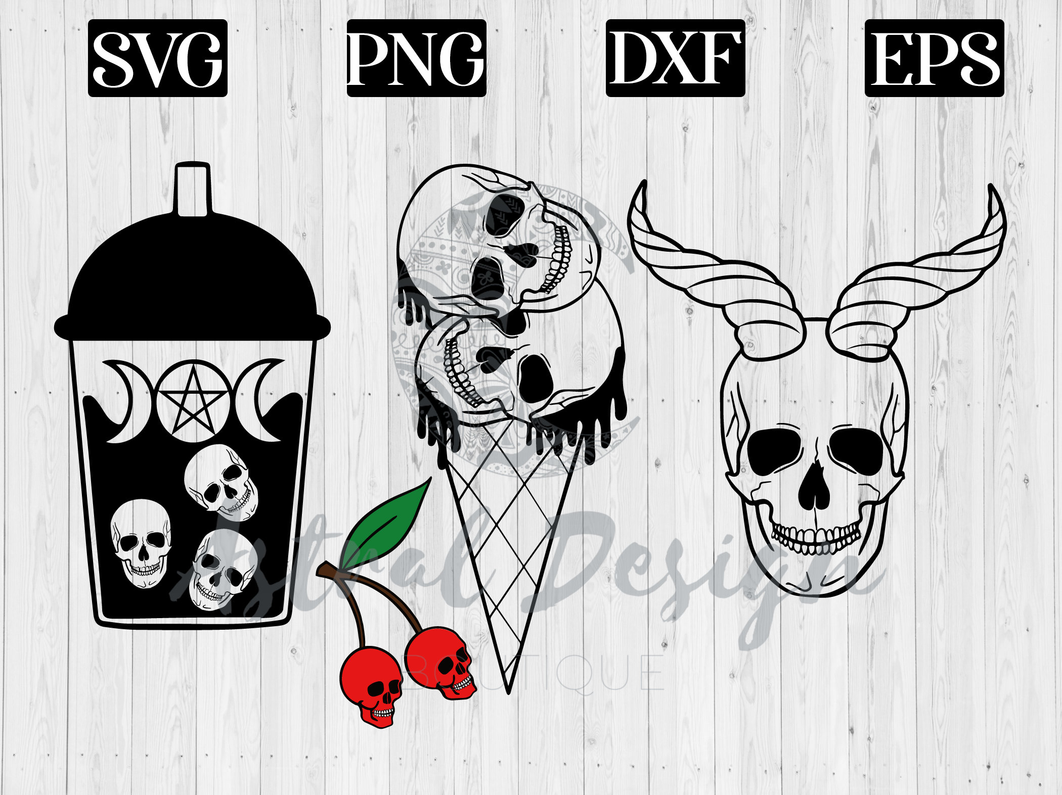 Skulls SVG Bundle Gothic Coffee Skulls Ice Cream Cone - Etsy
