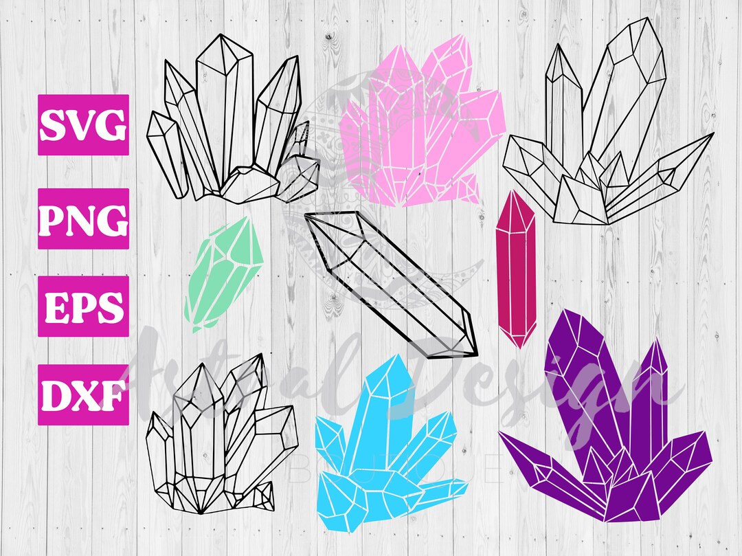 Crystal Gemstone SVG Bundle, Cut Files for Cricut, Silhouette, Quarts ...