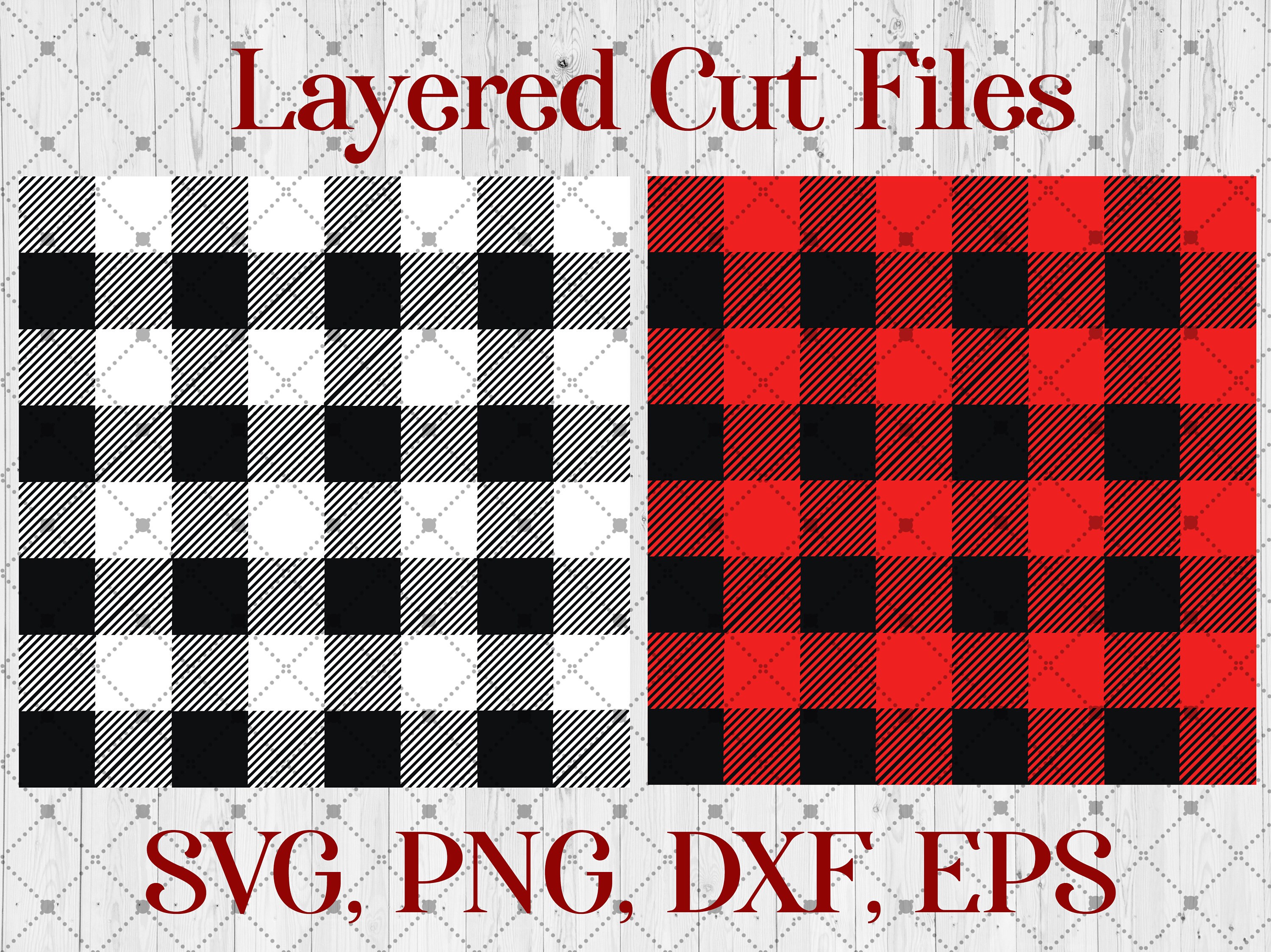 Red and Black Buffalo Plaid SVG Layered Digital Cut Files for | Etsy