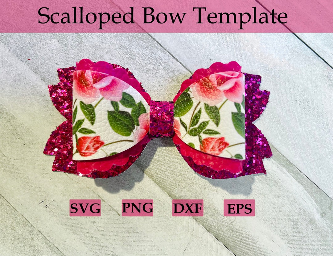 4'' Scalloped Single Loop Bow Template | Bow SVG Template | Printable ...