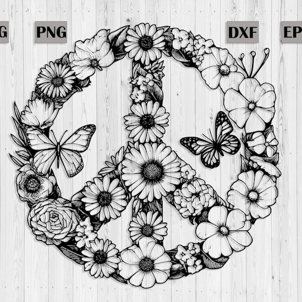 Flower Peace Sign - Etsy