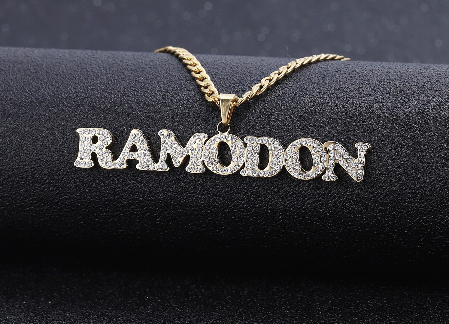 Custom Iced out Name Necklace CZ Diamond Name Pendant | Etsy