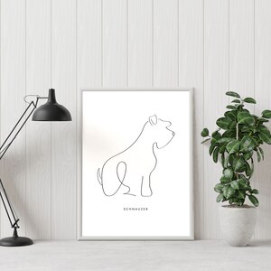 Schnauzer Line Art Print, Dog Line Art Print, Dog Line Art Poster, Dog ...