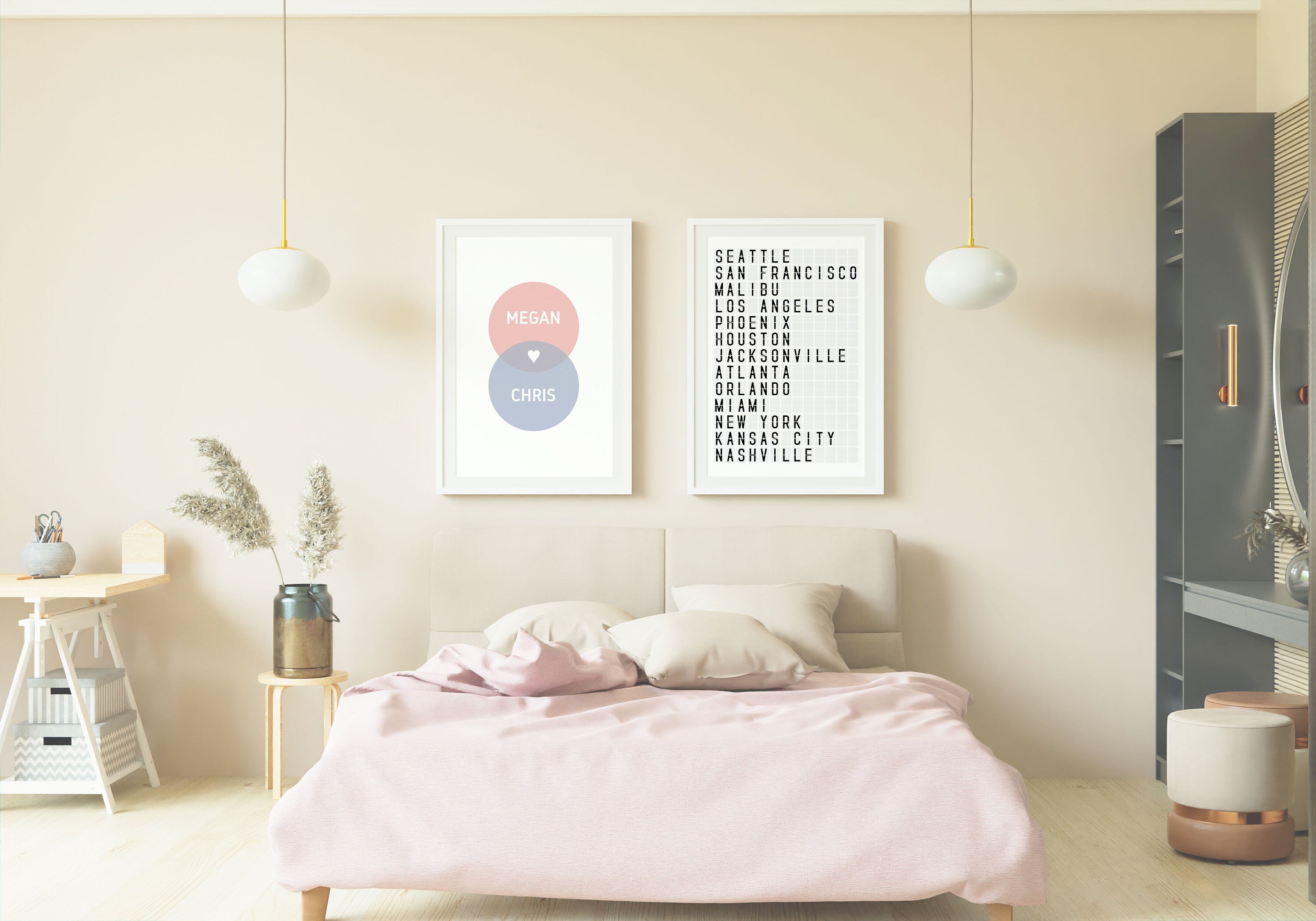 Custom Couple Poster Personalized Venn Diagram Couple - Etsy