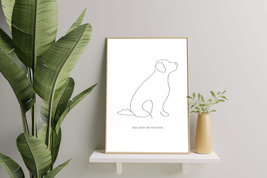 Golden Retriever Line Art Print Dog Line Art Print Dog Line - Etsy