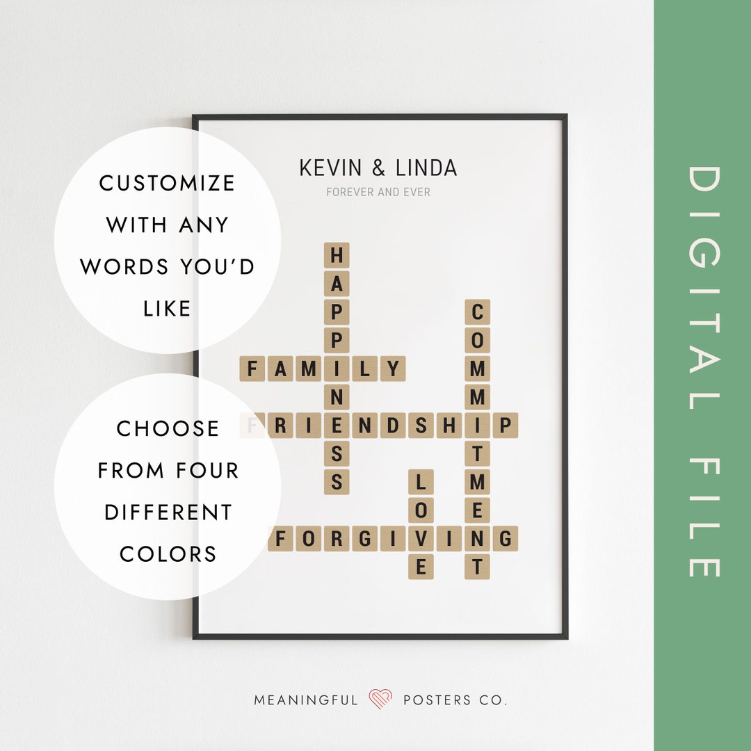 Personalized Crosswords Poster, Custom Scrabble Printable, Custom ...