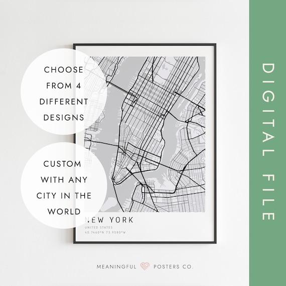 Personalized City Map Custom Map Poster Personalized Map | Etsy