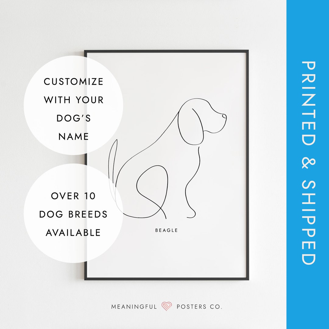 Custom Dog Poster, Custom Dog Line Art Print, Personalized Dog Sign ...