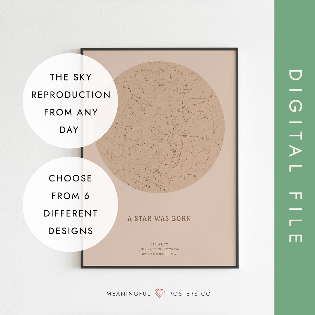 Custom Night Sky Print, Vintage Star Map, Night Sky Poster, Celestial ...