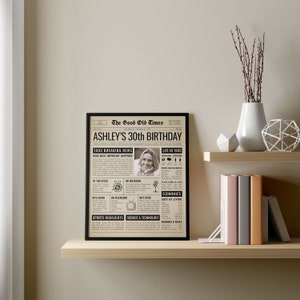 30th Birthday Newspaper Poster Sign 30th Birthday Gift for - Etsy
