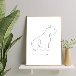 Schnauzer Line Art Print, Dog Line Art Print, Dog Line Art Poster, Dog ...