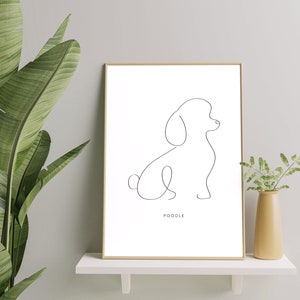 Poodle Line Art Print, Dog Line Art Print, Dog Line Art Poster, Dog ...