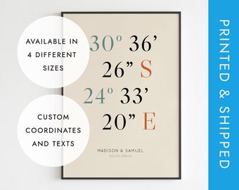 Polaroid Coordinates Poster, Poster or Framed, Custom GPS Coordinates ...