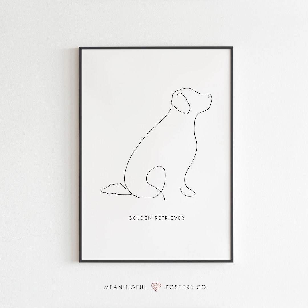 Golden Retriever Line Art Print, Dog Line Art Print, Dog Line Art ...