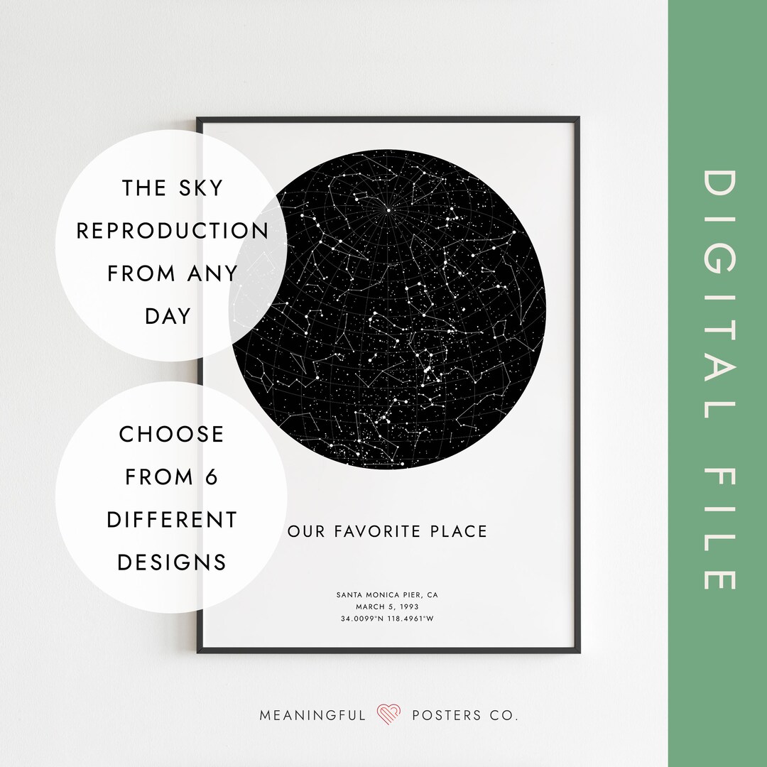 Personalized Anniversary Star Map Print, Celestial Sky (digital ...