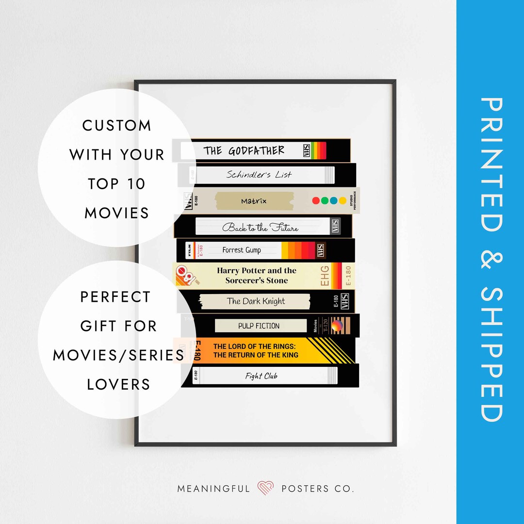Personalized Movie List Print, Favorite Movies Poster, Vintage Video ...