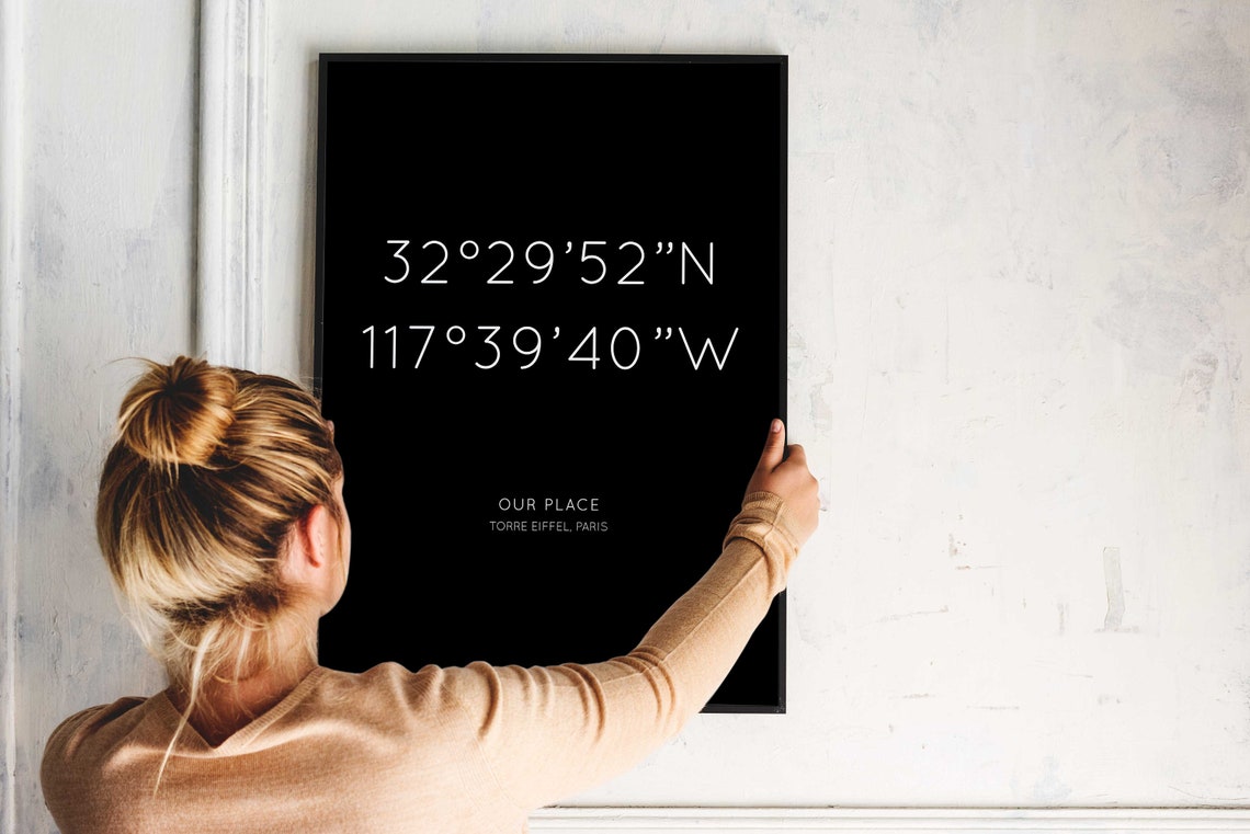 Minimalist Coordinates Print Custom GPS Coordinates Location - Etsy